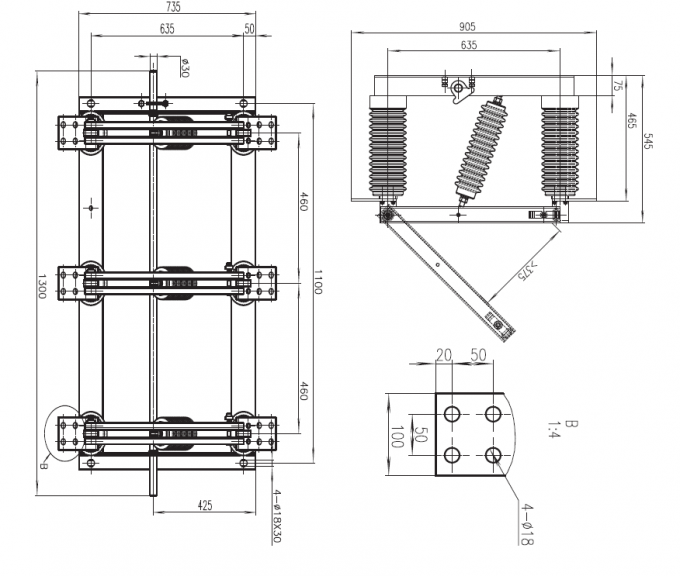 GN2-40.5KV Electrical Isolator Switch White Indoor High Voltage ...